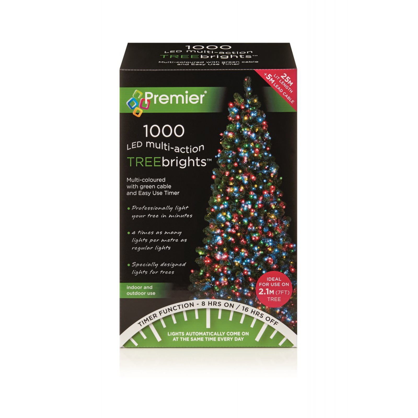 Premier TREEbrights 1000 LED Lights for Christmas Tree Multicoloured